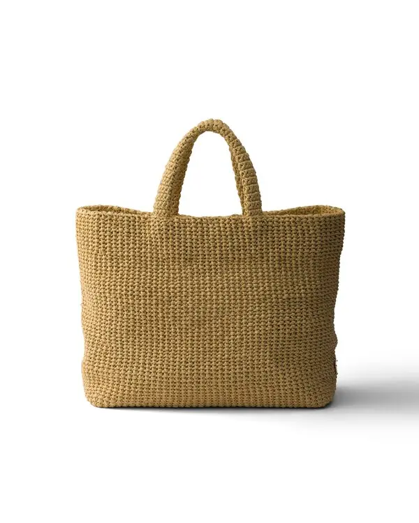 Prada Crochet Tote Bag - Tan