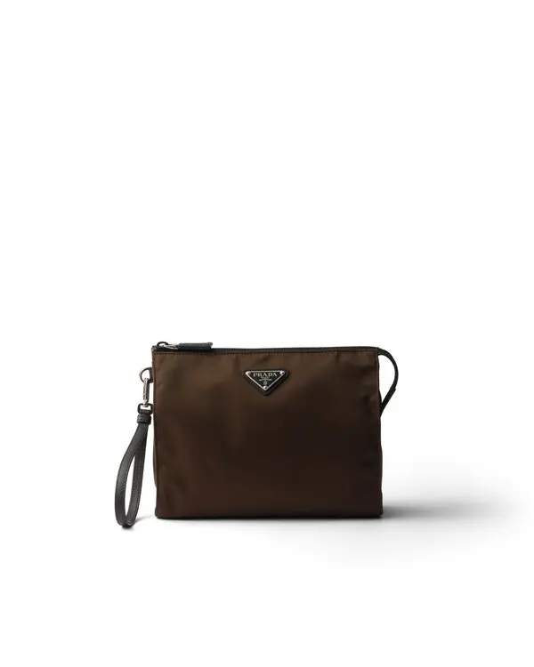 Prada Re-nylon And Saffiano Leather Necessaire - Sienna