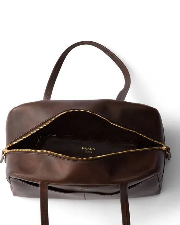 Prada Large Antiqued Leather Top-handle Bag
