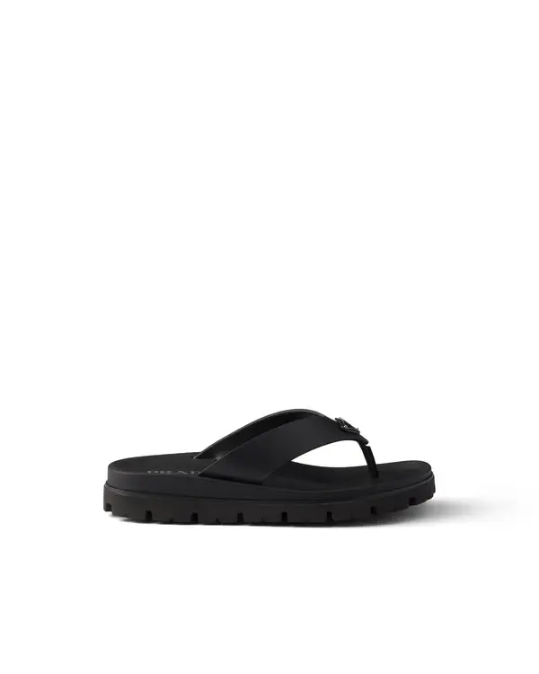 Prada Rubber Thong Sandals - Black