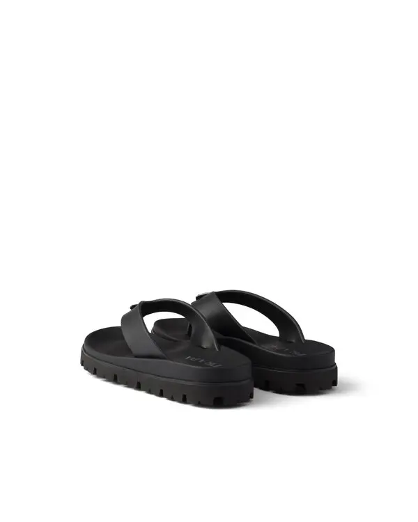 Prada Rubber Thong Sandals - Black