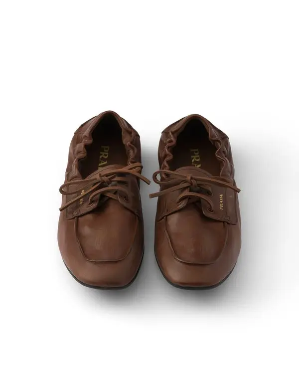 Prada Shuffle Antiqued Leather Loafers - Cognac