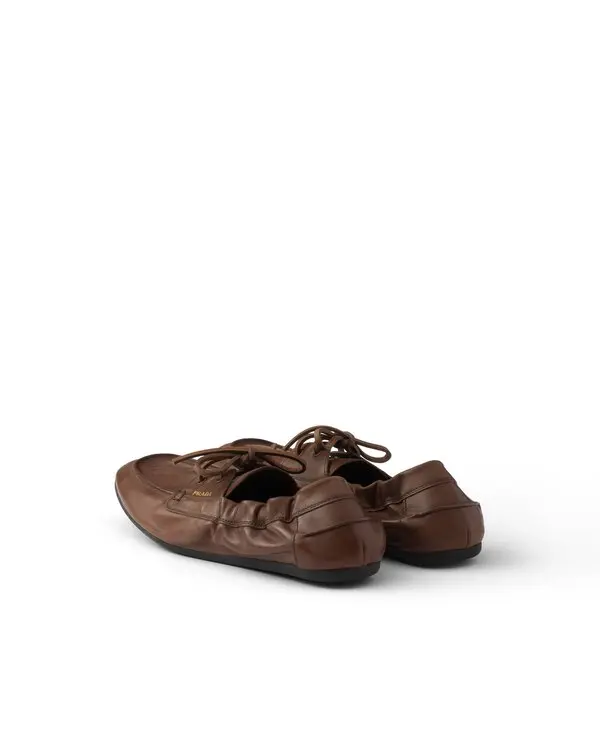 Prada Shuffle Antiqued Leather Loafers - Cognac
