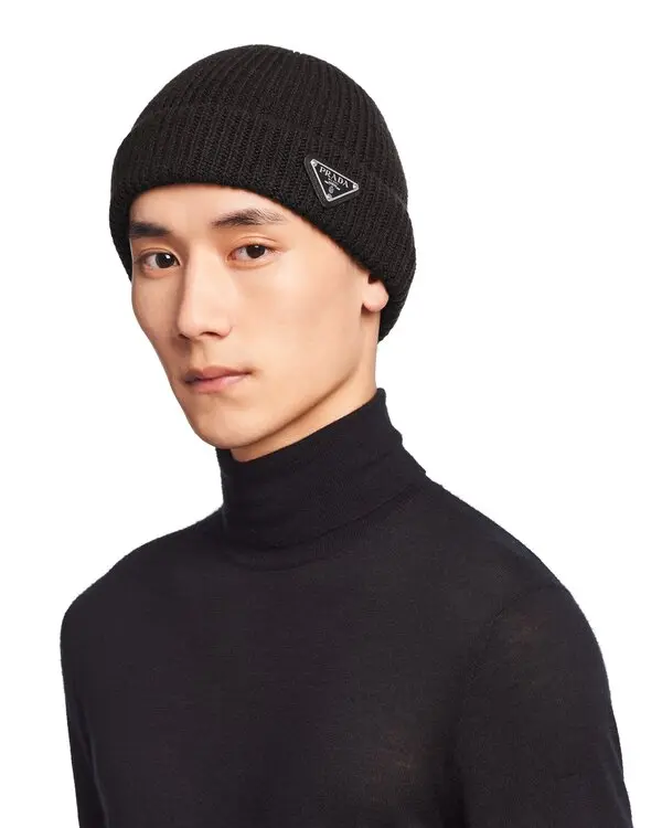 Prada Wool And Cashmere Beanie - Black