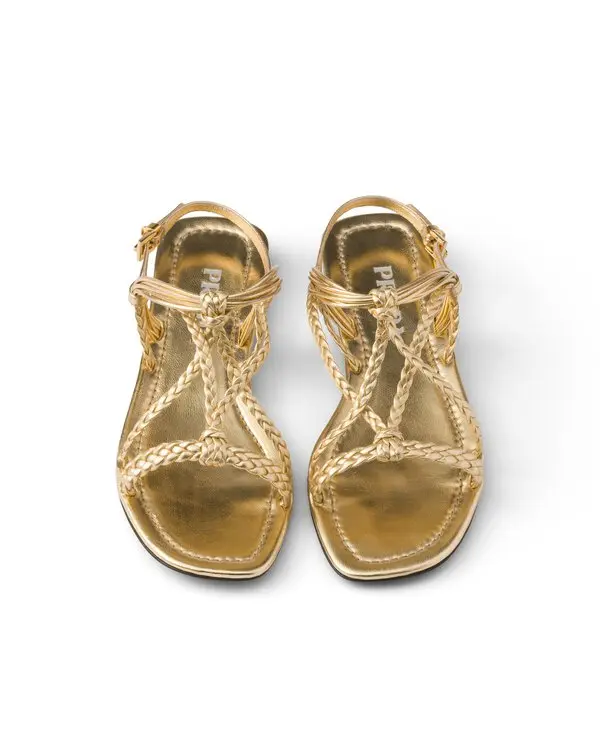 Prada Flat Nappa Leather Sandals - Platinum