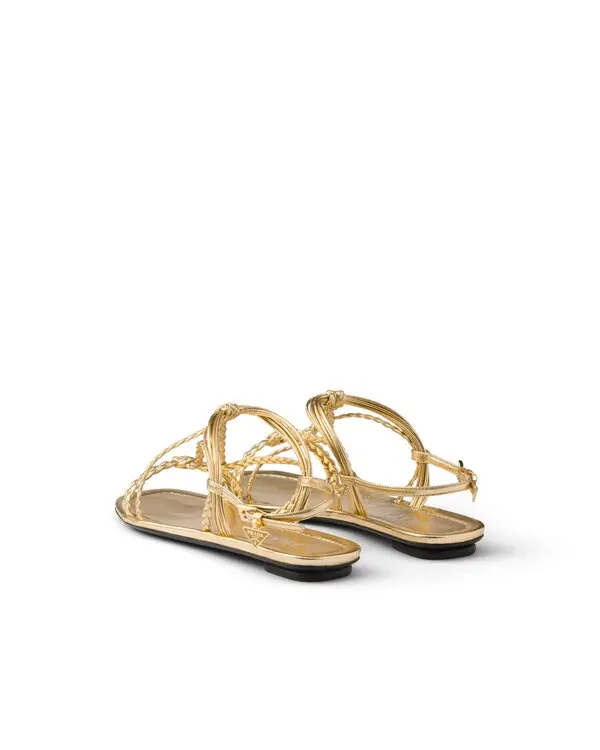 Prada Flat Nappa Leather Sandals - Platinum