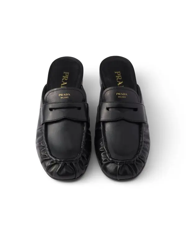 Prada Leather Mules - Black
