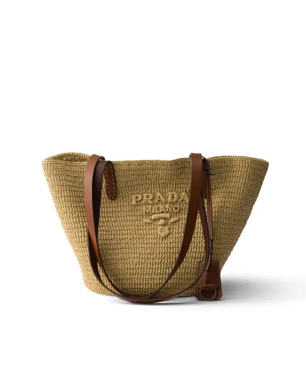 Prada Medium Crochet And Leather Tote Bag