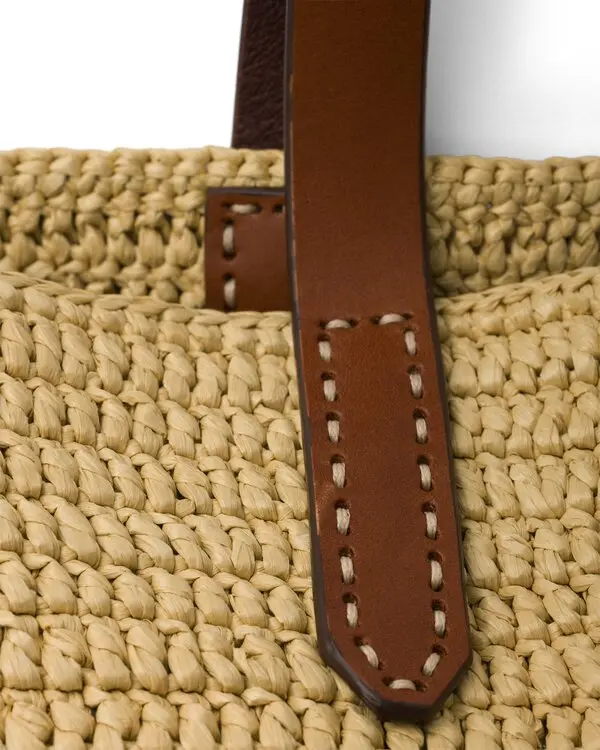 Prada Medium Crochet And Leather Tote Bag