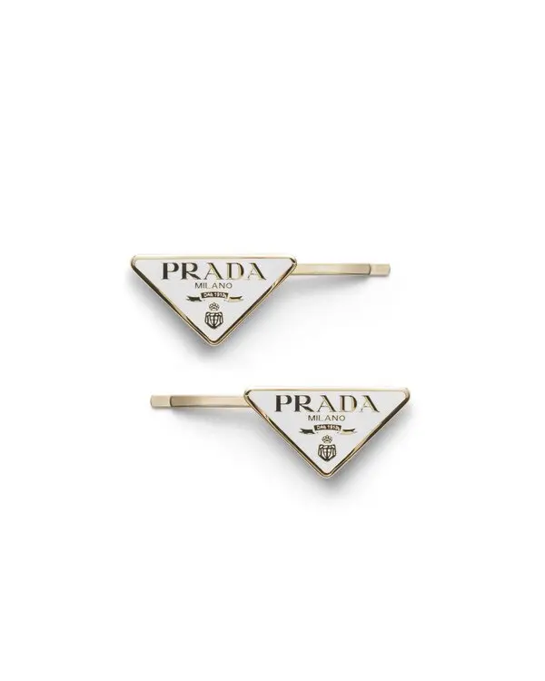 Prada Metal Hair Pins - White