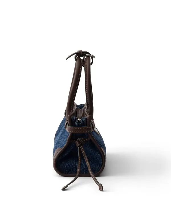 Prada Small Denim And Leather Handbag - Blue/coffee