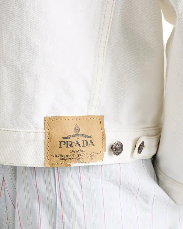 Prada Denim Jacket With Leather Collar