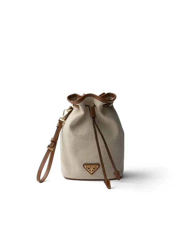 Prada Canvas And Leather Pouch - Beige/cognac