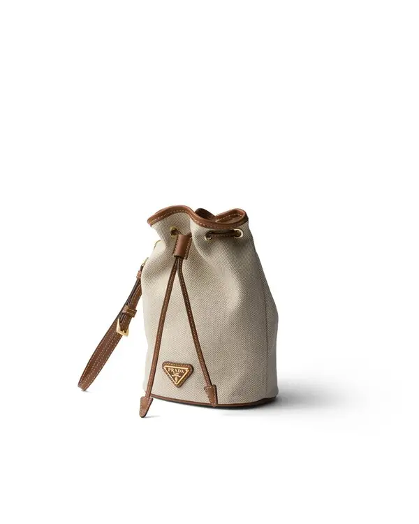 Prada Canvas And Leather Pouch - Beige/cognac