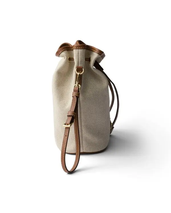 Prada Canvas And Leather Pouch - Beige/cognac