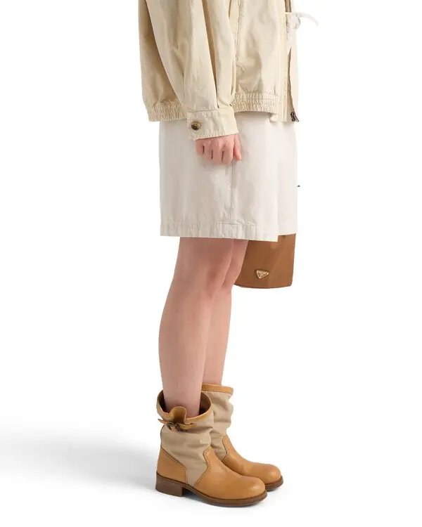 Prada Leather And Canvas Boots - Cord