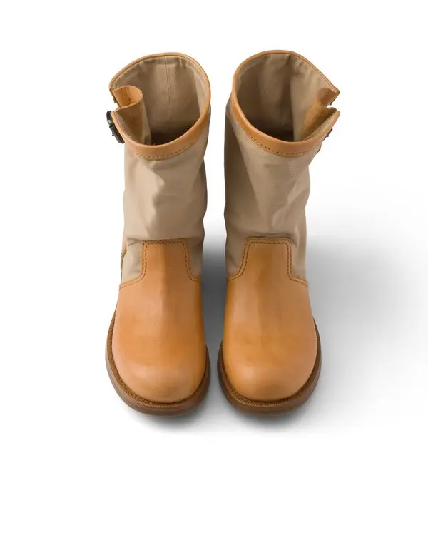 Prada Leather And Canvas Boots - Cord