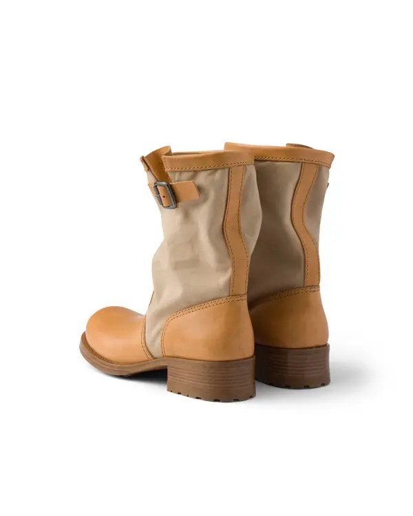 Prada Leather And Canvas Boots - Cord