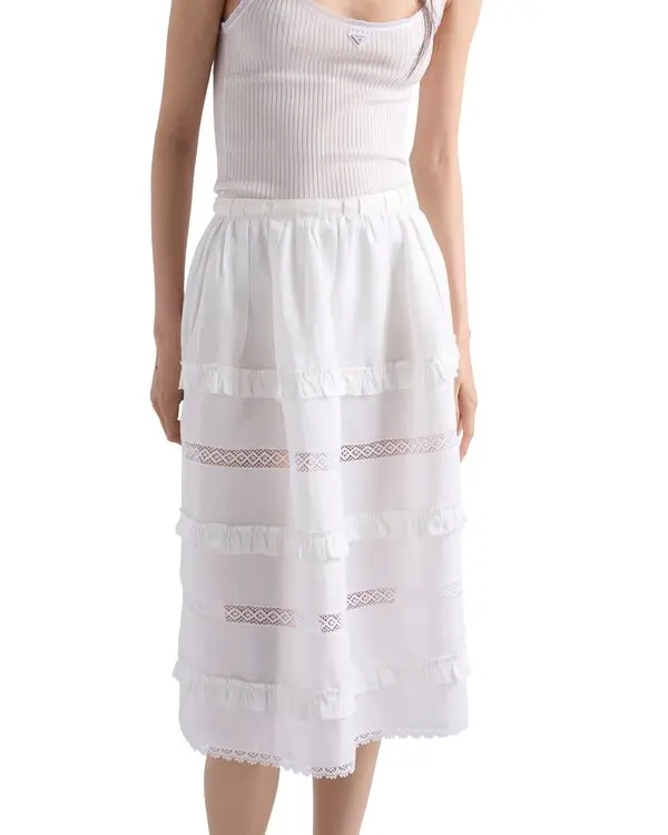Prada Embroidered Linen Skirt