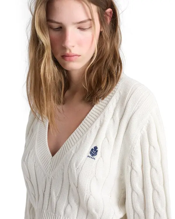 Prada V-neck Cotton Sweater
