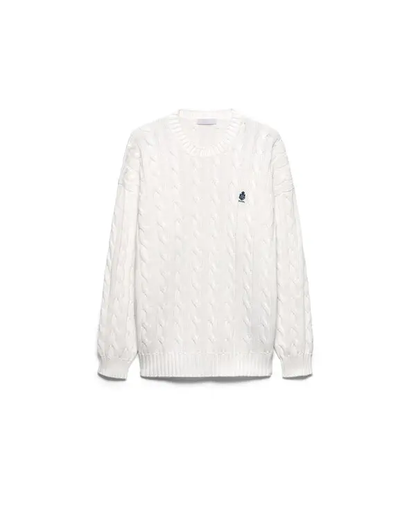 Prada Cotton Cable-knit Sweater - White
