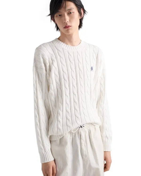 Prada Cotton Cable-knit Sweater - White