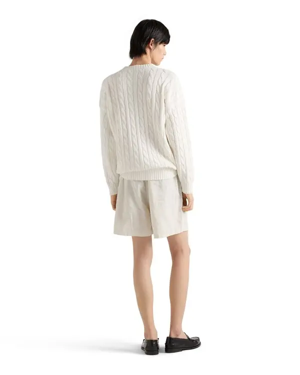 Prada Cotton Cable-knit Sweater - White