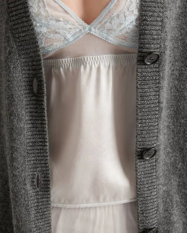 Prada Vintage-look Satin And Lace Bustier Top