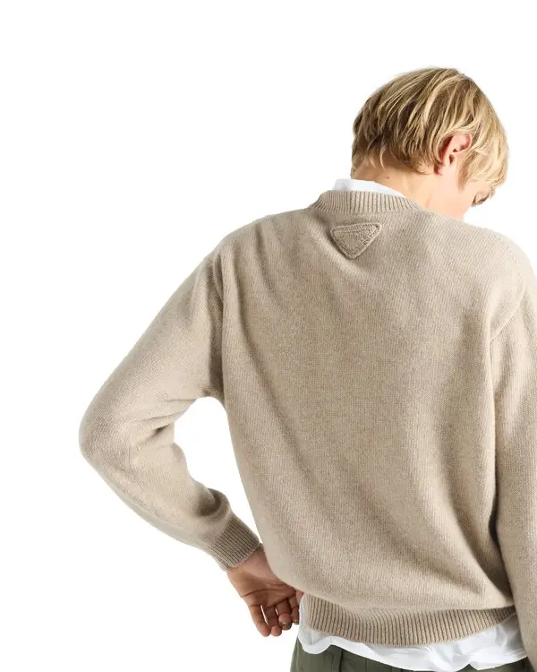 Prada Re-cashmere Crew-neck Sweater - Hemp