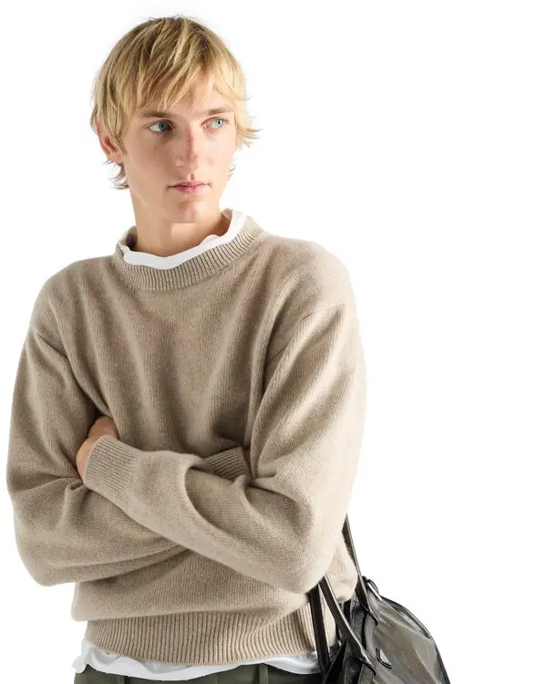 Prada Re-cashmere Crew-neck Sweater - Hemp