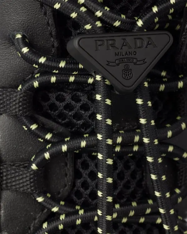 Prada Speedrock Leather And Mesh Sneakers - Black
