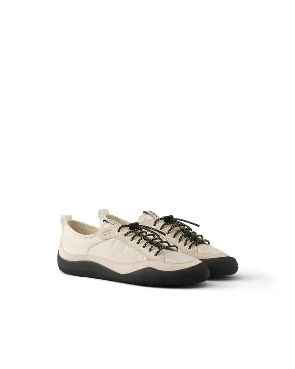 Prada Speedrock Re-nylon And Suede Sneakers - Ivory