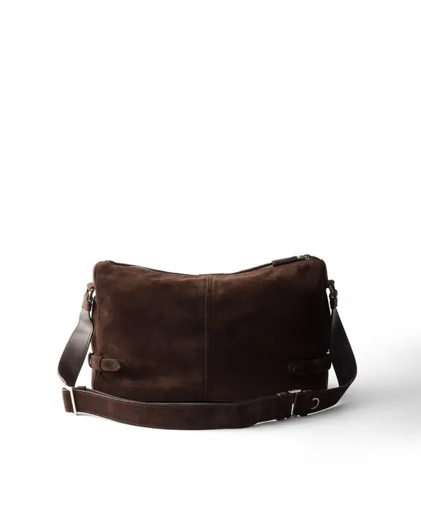 Prada Suede Shoulder Bag - Dark Brown