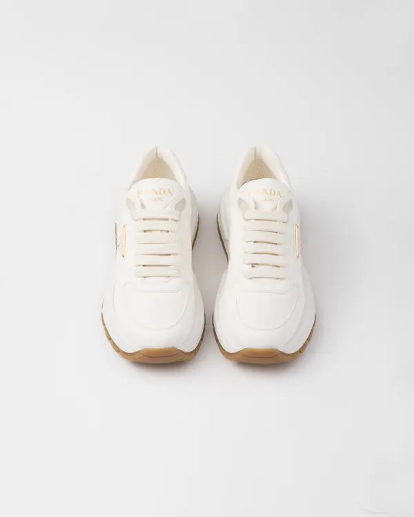 Prada Prax 01 Leather Sneakers - Ivory
