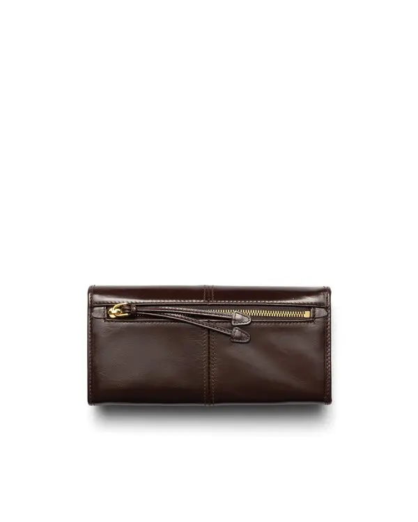 Prada Large Leather Wallet - Dark Brown