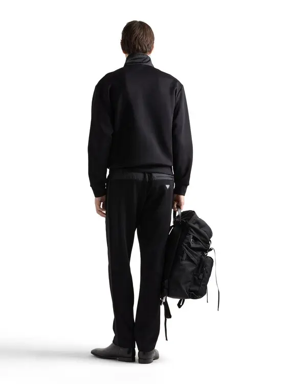 Prada Cotton Fleece Half-zipper Sweatshirt - Black/black