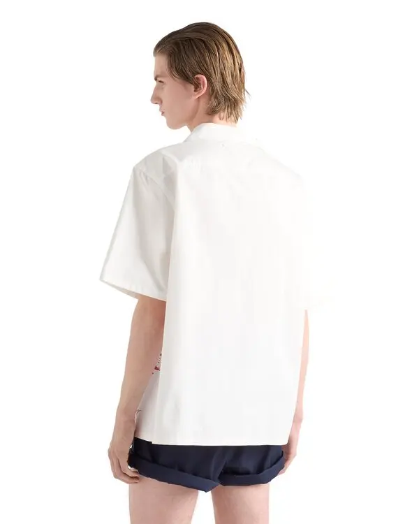 Prada Printed Cotton Bowling Shirt - Red