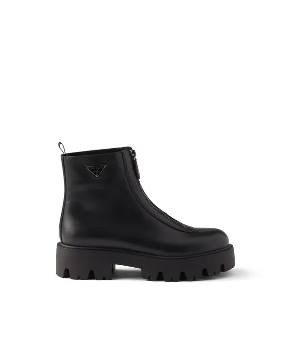 Prada Leather Booties - Black