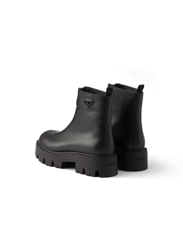 Prada Leather Booties - Black