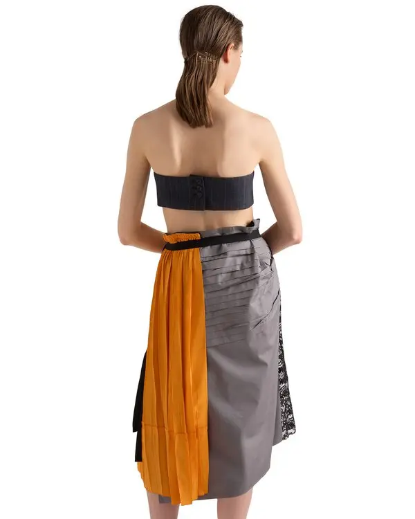 Prada Technical Taffeta Patchwork Skirt - Orange