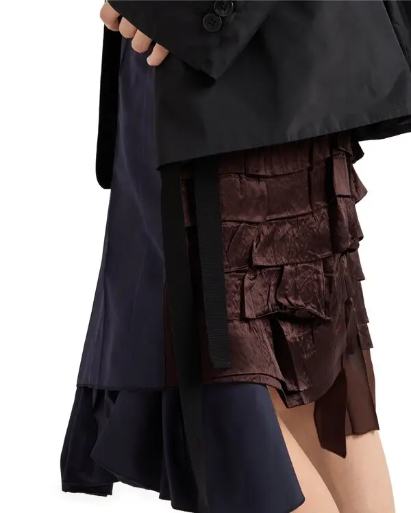 Prada Faille Patchwork Wrap Skirt - Navy
