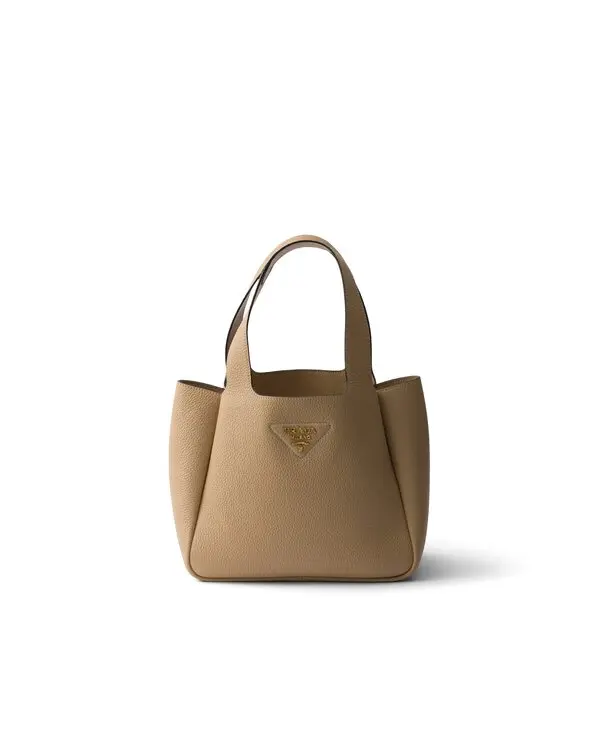Prada Small Leather Tote Bag - Beige Sable