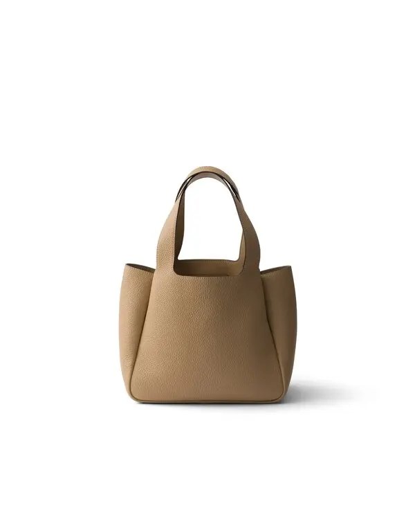 Prada Small Leather Tote Bag - Beige Sable