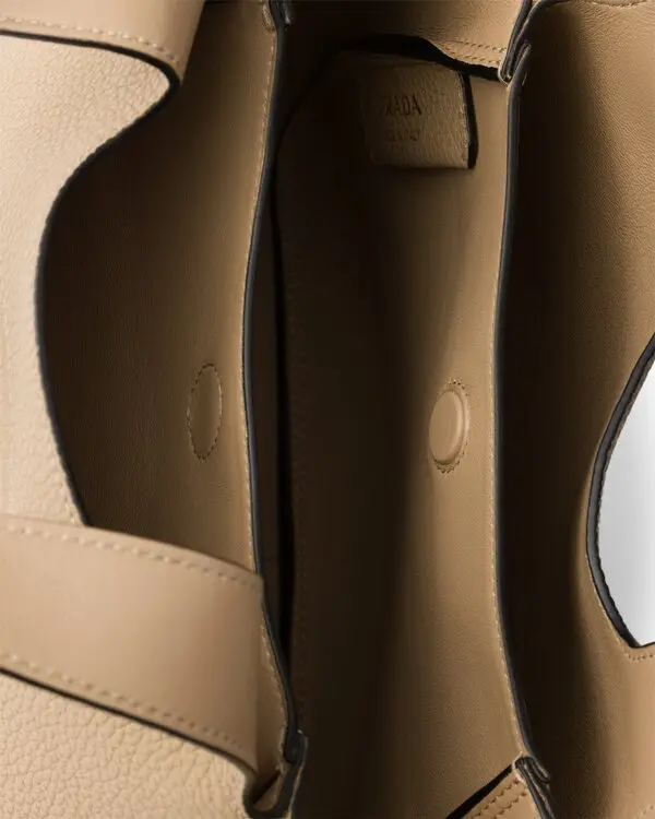 Prada Small Leather Tote Bag - Beige Sable