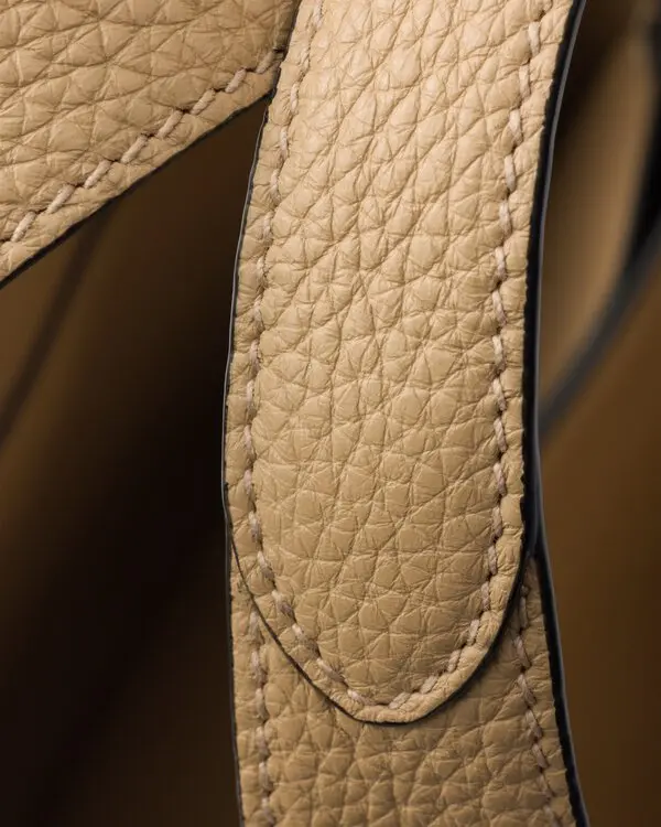 Prada Small Leather Tote Bag - Beige Sable