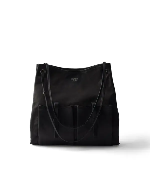 Prada Leather Tote Bag - Black