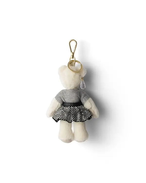 Prada Teddy Key Ring Charm - White/crystal