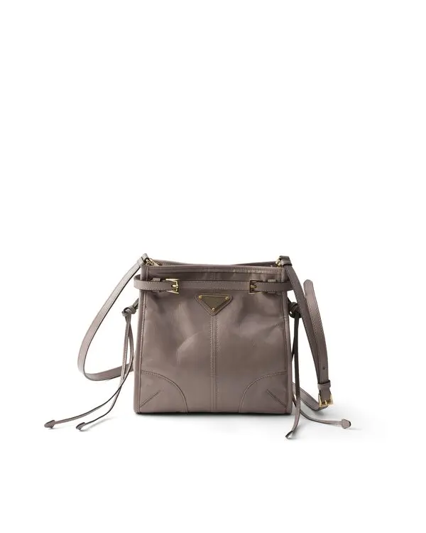 Prada Leather Mini Shoulder Bag - Pewter
