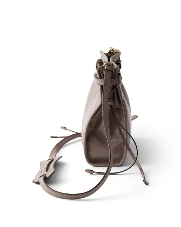 Prada Leather Mini Shoulder Bag - Pewter
