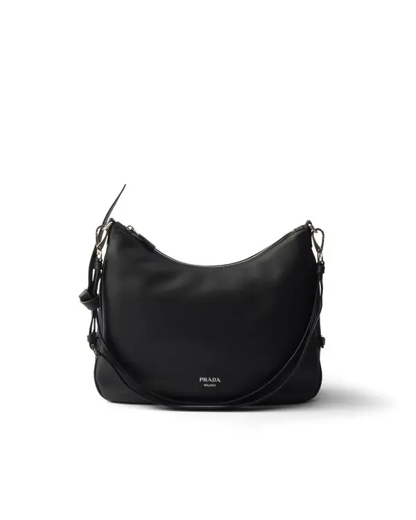 Prada Fold Leather Shoulder Bag - Black
